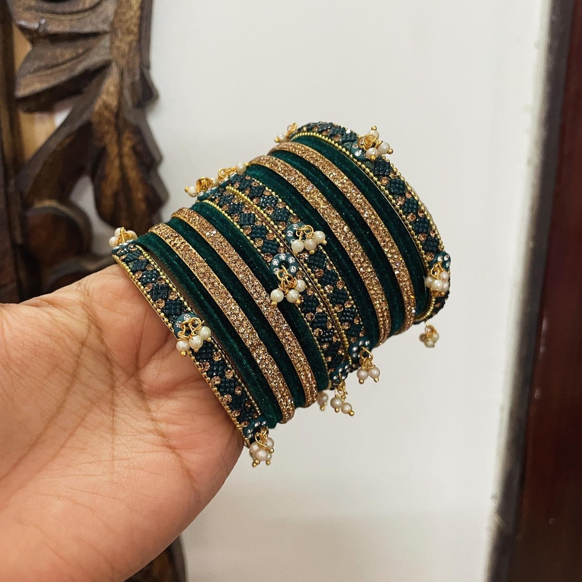 Velvet Bangles Set (5 Colors) | Jewels and Stones India